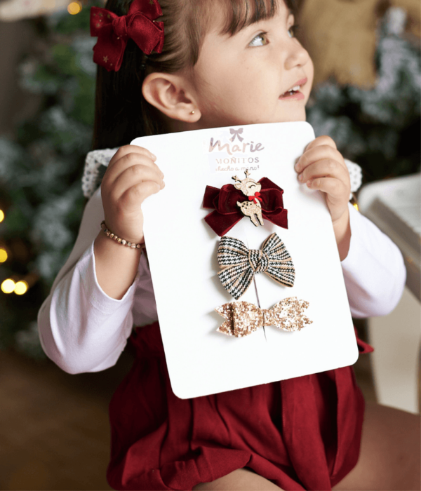 Set X3 Moñitos Navidad # 33 en Balaca para Bebé / Niña - MARIE MOÑITOS