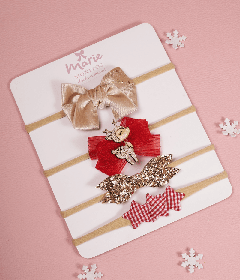 Set X4 Moñitos Navidad # 13 en Balaca para Bebé / Niña - MARIE MOÑITOS